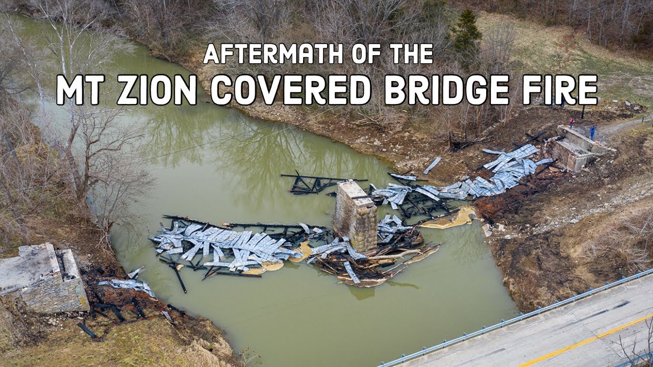 Fire destruction of the Mt Zion Covered Bridge in Kentucky. - YouTube