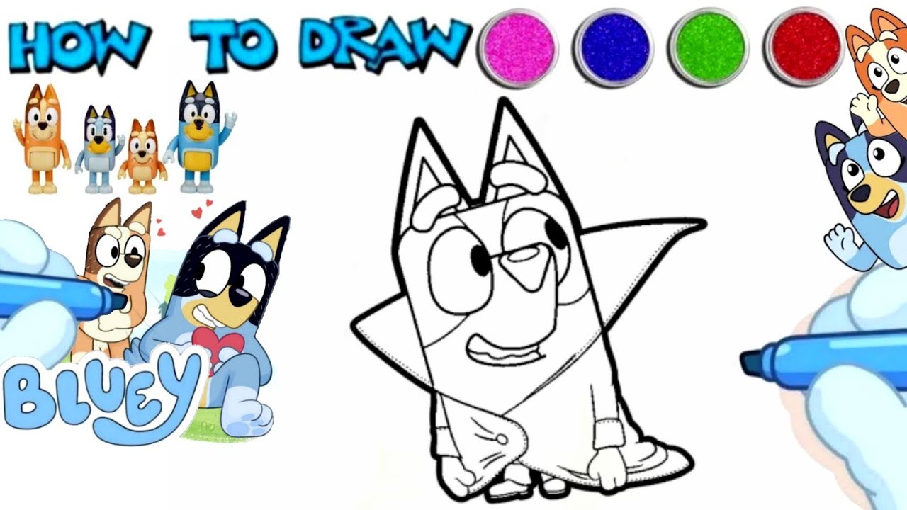 Easy Bluey Drawing Tutorial for Kids 😱 Learn to Draw Bluey and Bingo 💙🧡 ...