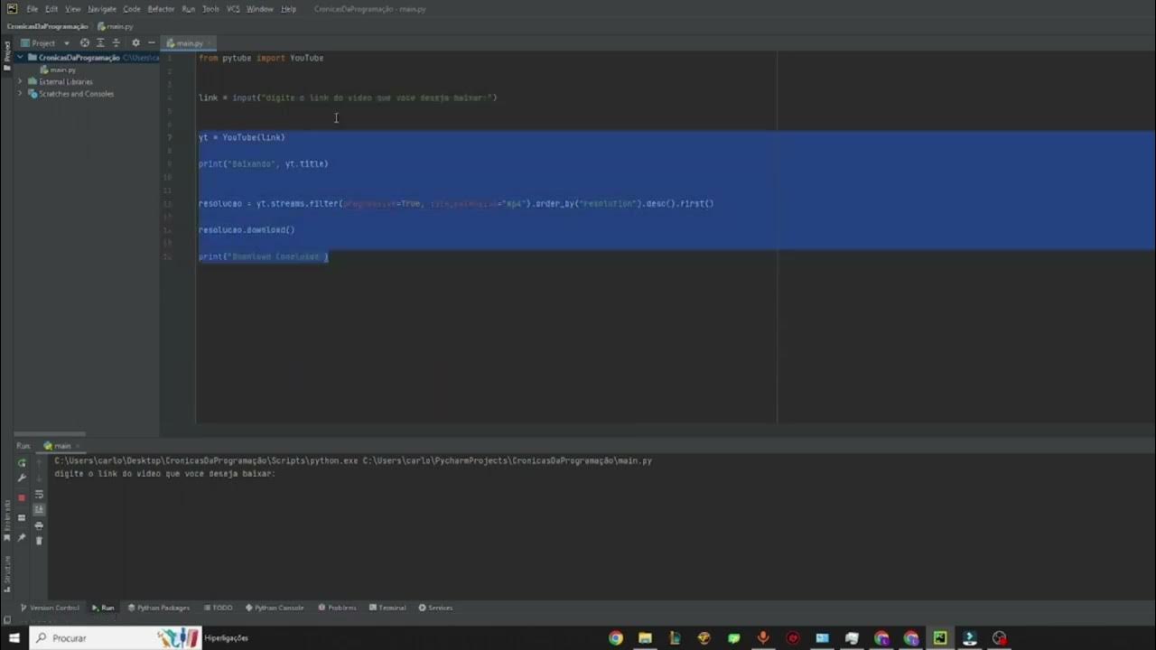 Criando Programa em Python Capaz de Baixar Videos do Youtube😱😱#shorts ...