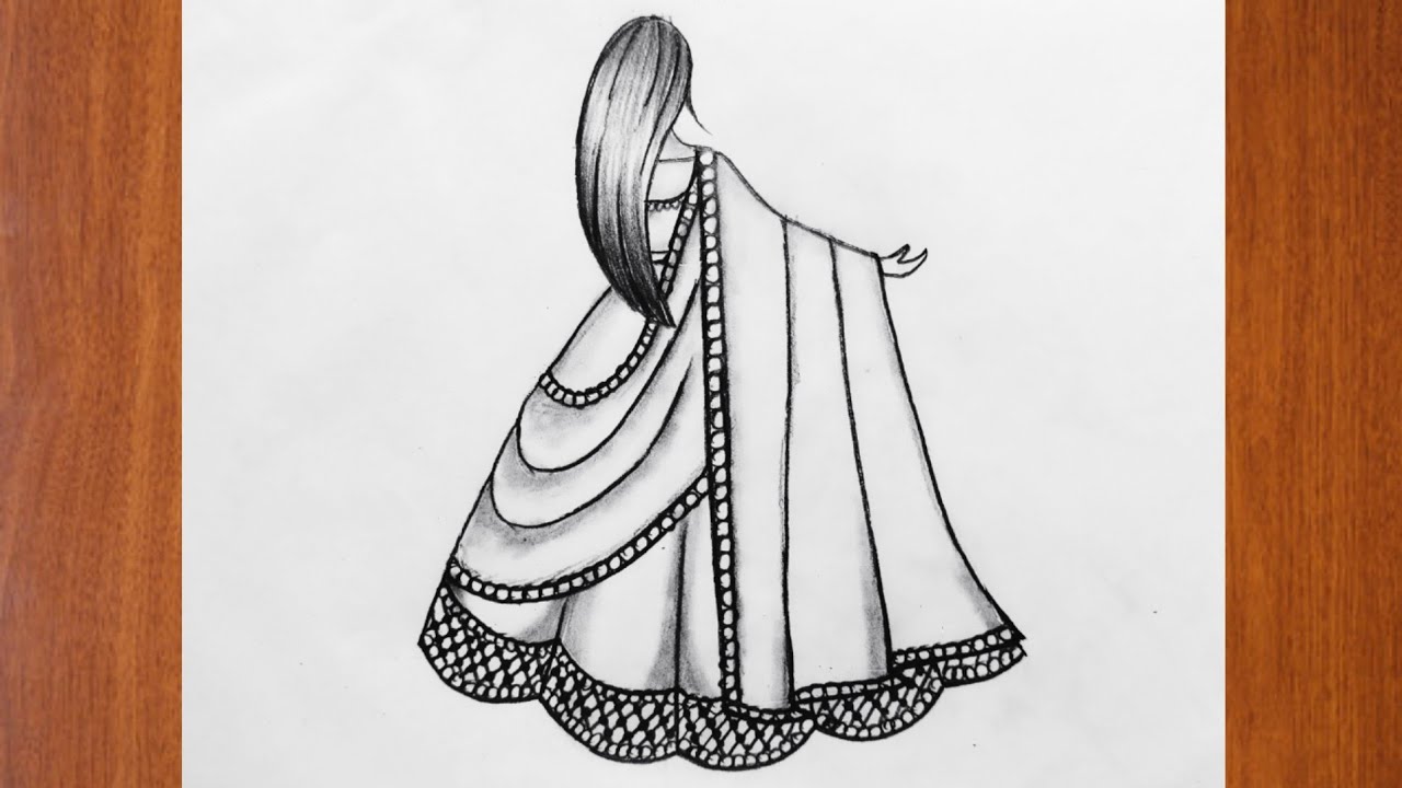 girl drawing easy ||girl dress drawing back side ️ - YouTube