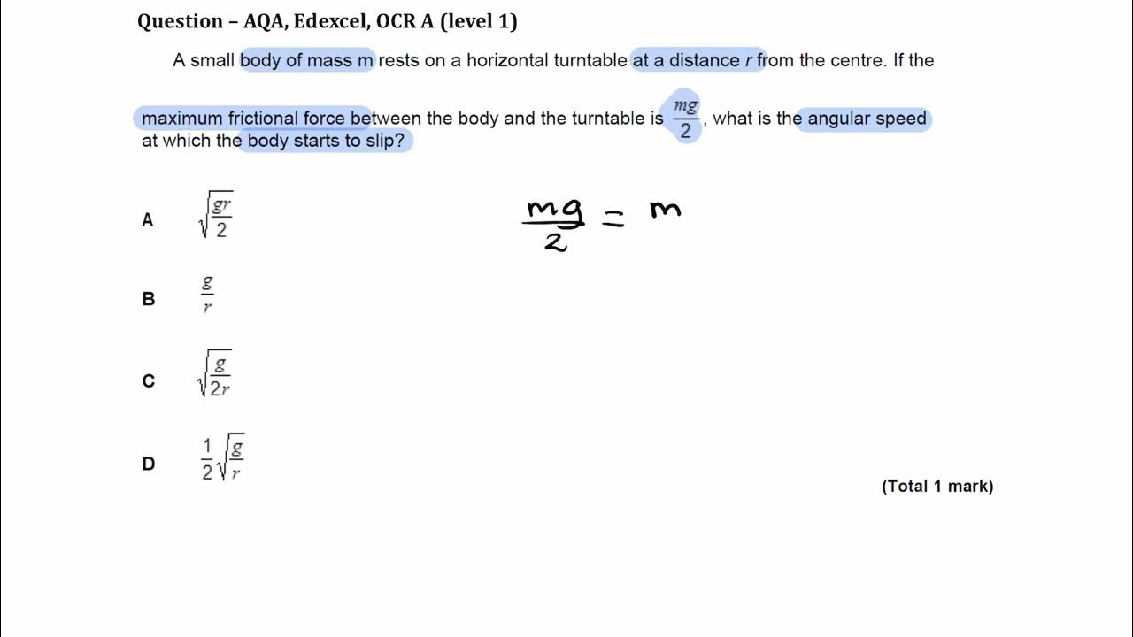 Circular Motion Exam Questions - A Level Physics AQA, Edexcel, OCR A (level 1) - YouTube