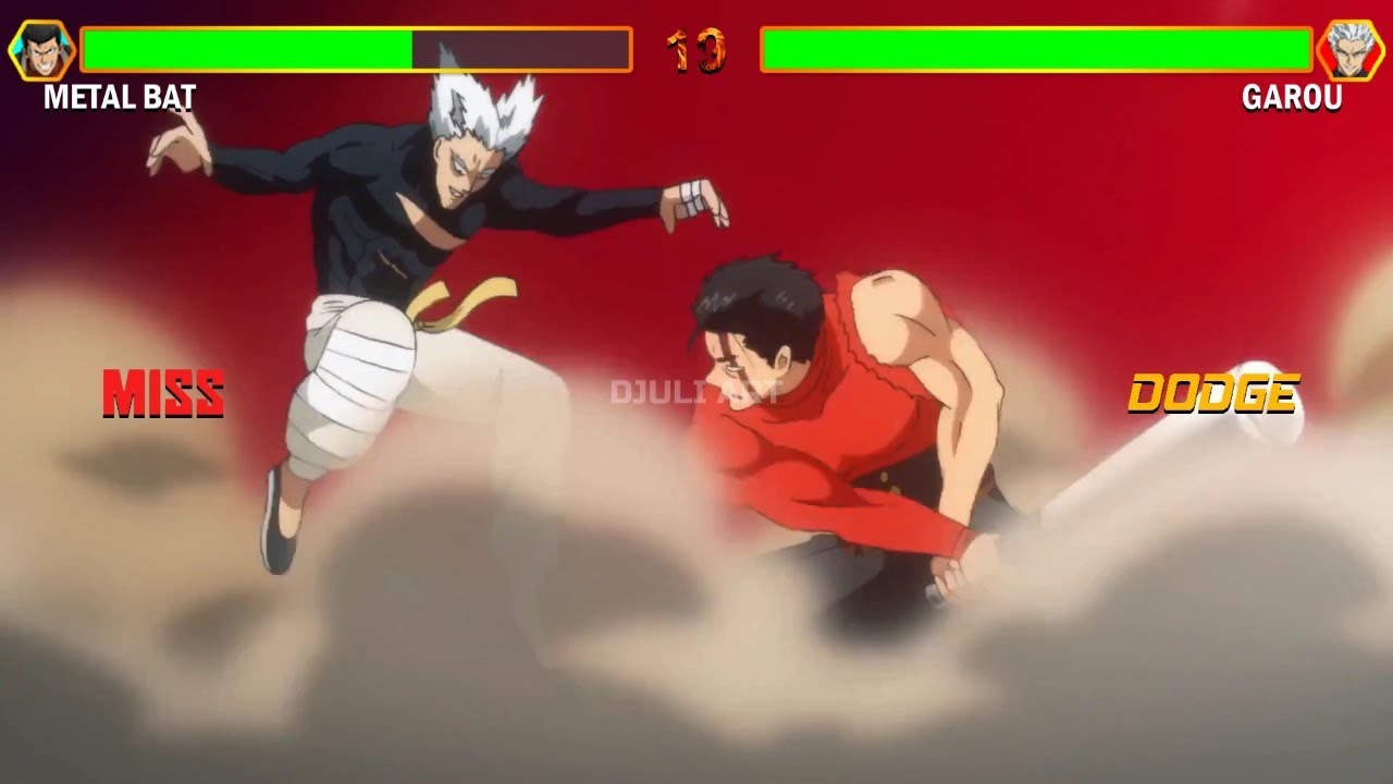 Garou VS Metal Bat With Healthbars | One Punch Man - YouTube