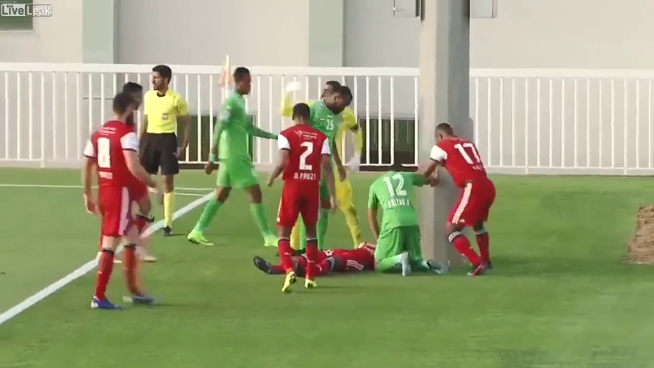Footballer Hits pole | Player gets brutal knockout by a light pole ...