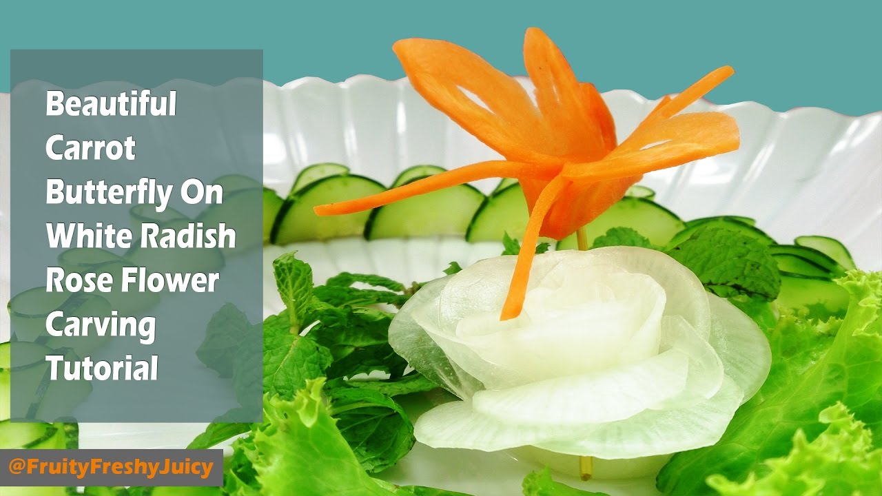 Beautiful Carrot Butterfly Carving Garnish – How To Make Butterfly ...