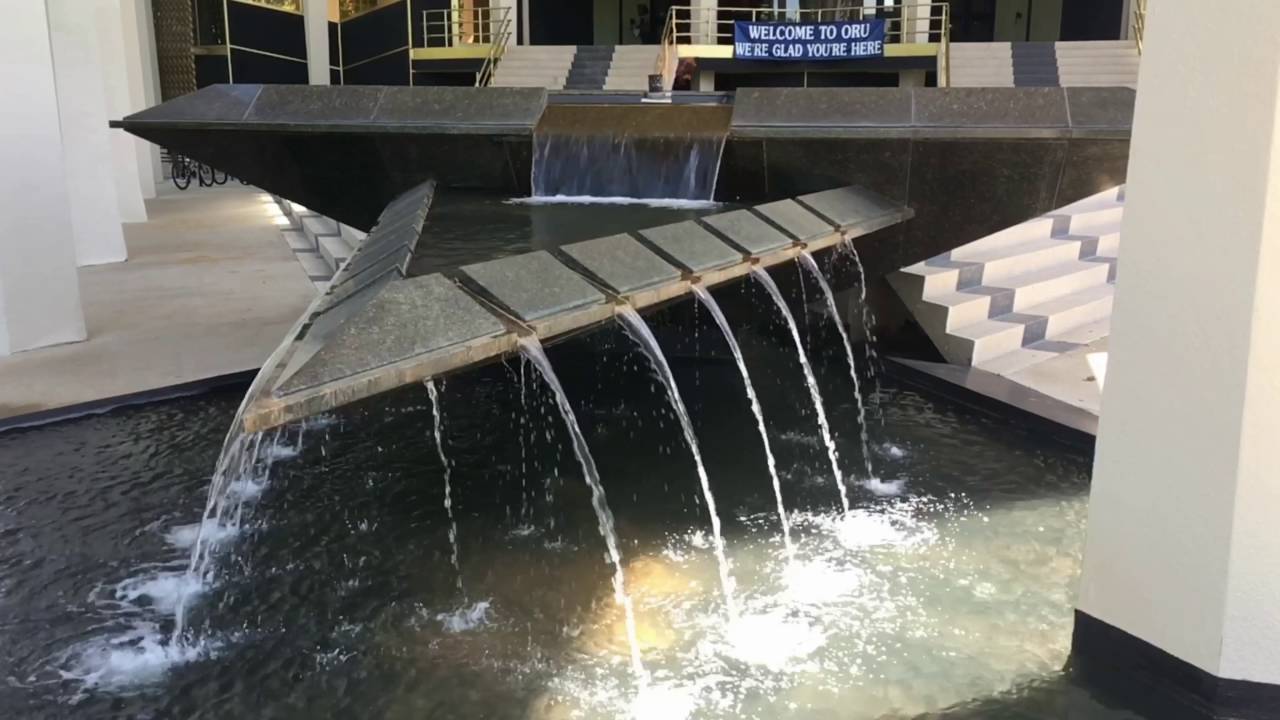 4K AMERICA SLO MO - #4 Eternal Flame Water Fountain ORU Tulsa Oklahoma ...