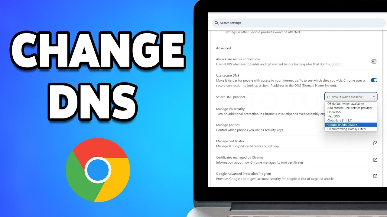 How To Change DNS In Google Chrome 2024 | DNS Settings - YouTube