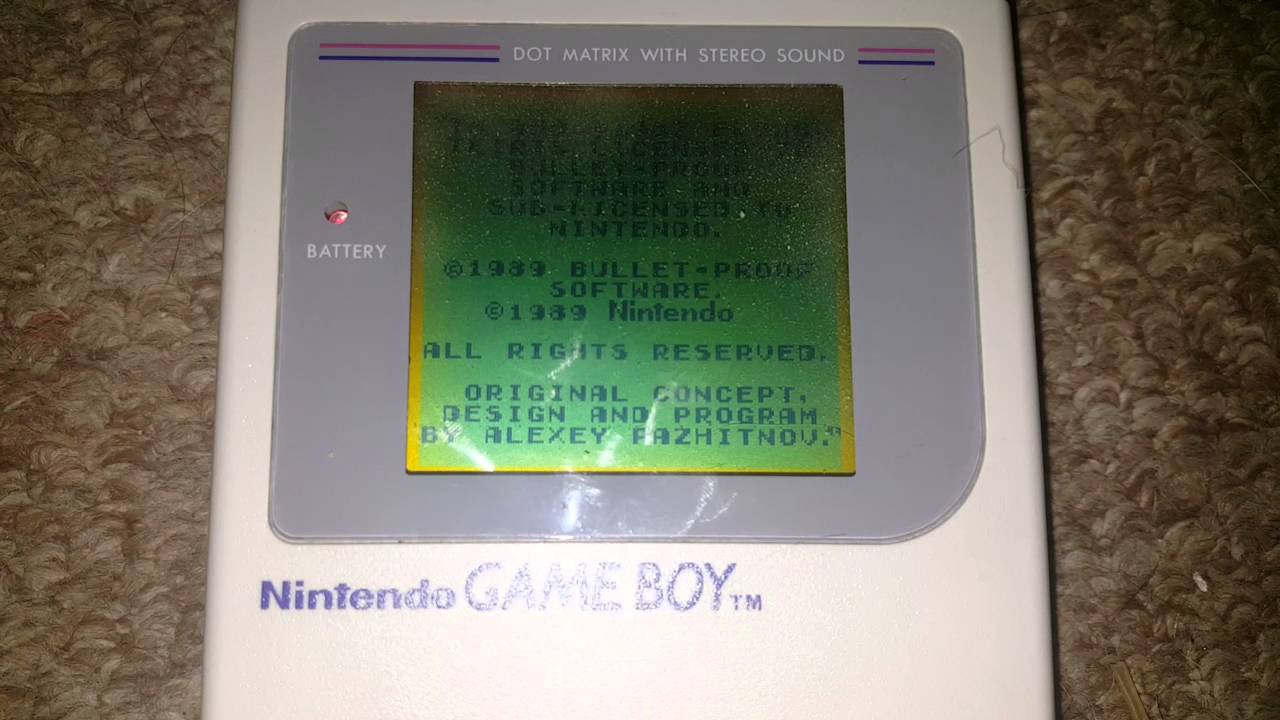 Game Boy start up and Tetris title screen - YouTube