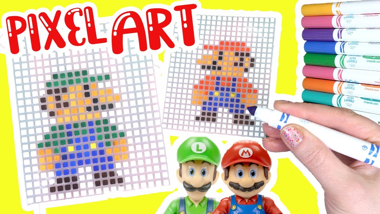 The Super Mario Bros Movie DIY Pixel Art with Markers! Crafts for Kids ...