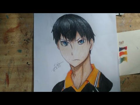 Drawing Kageyama from the anime haikyuu (season 4) - YouTube