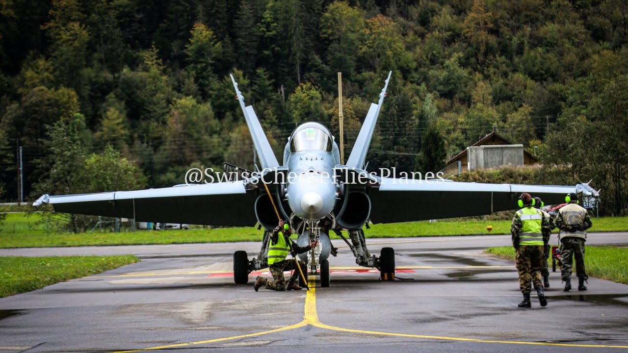 BOEING F/A-18 WALK AROUND, START UP, TAKEOFF AND LANDING at MEIRINGEN ...