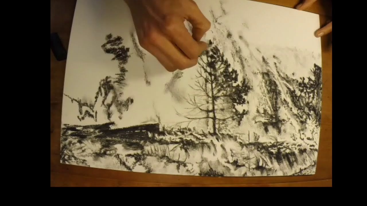 How to draw the fire with charcoal - YouTube