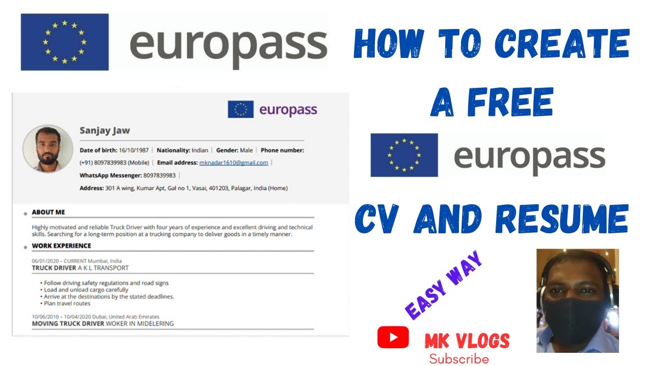 How to Create a Free Europass CV or Resume - YouTube