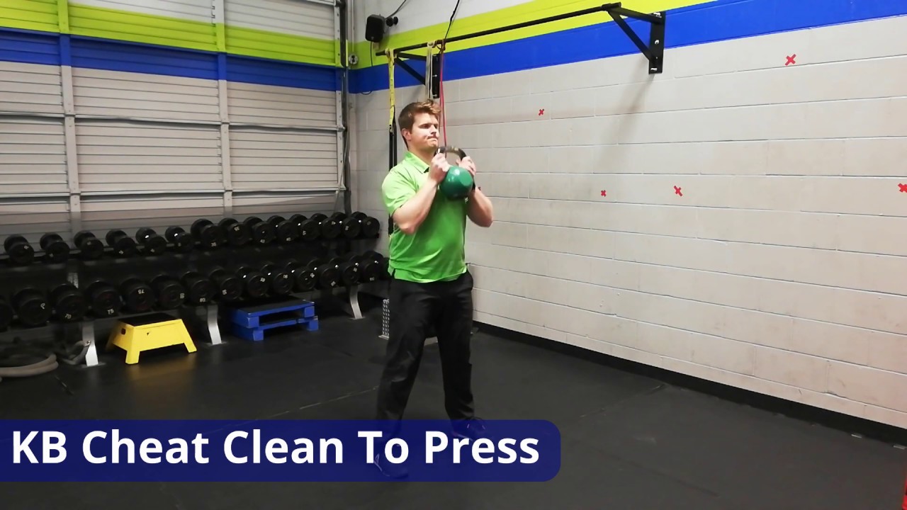 KB Cheat Clean to Overhead Press - YouTube