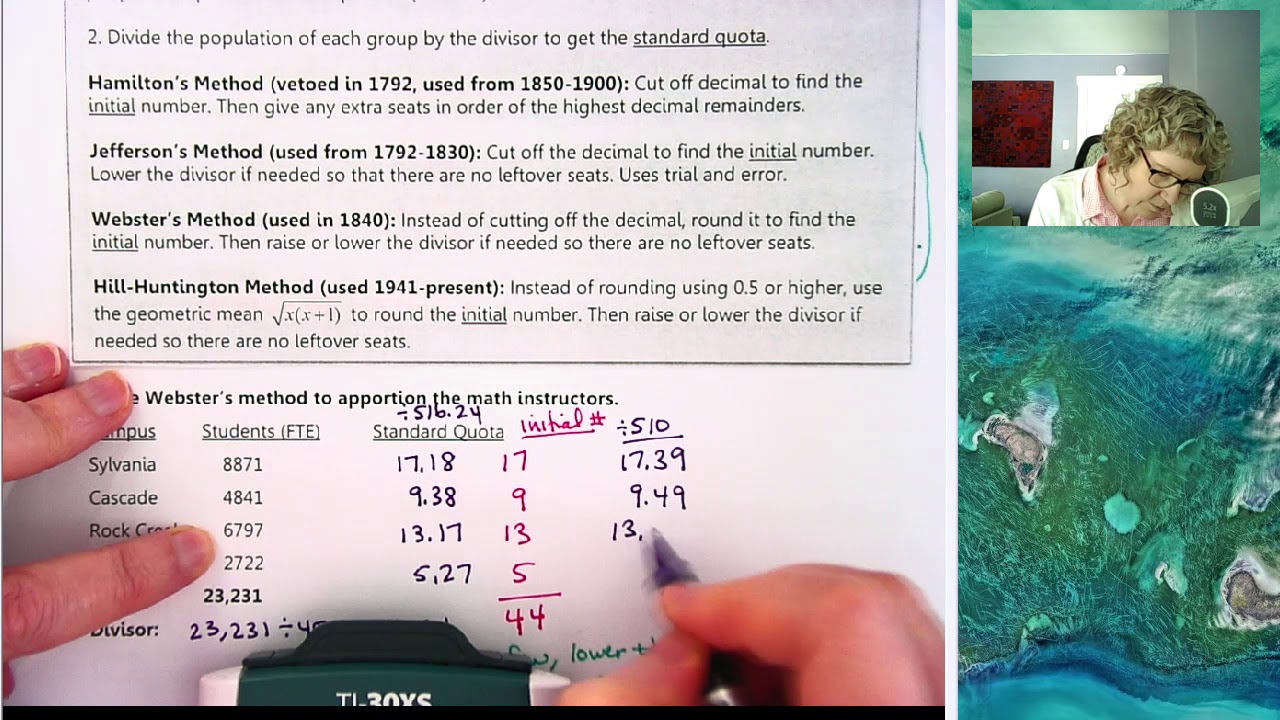 Math 105 Video 5.1e Webster's Method - YouTube