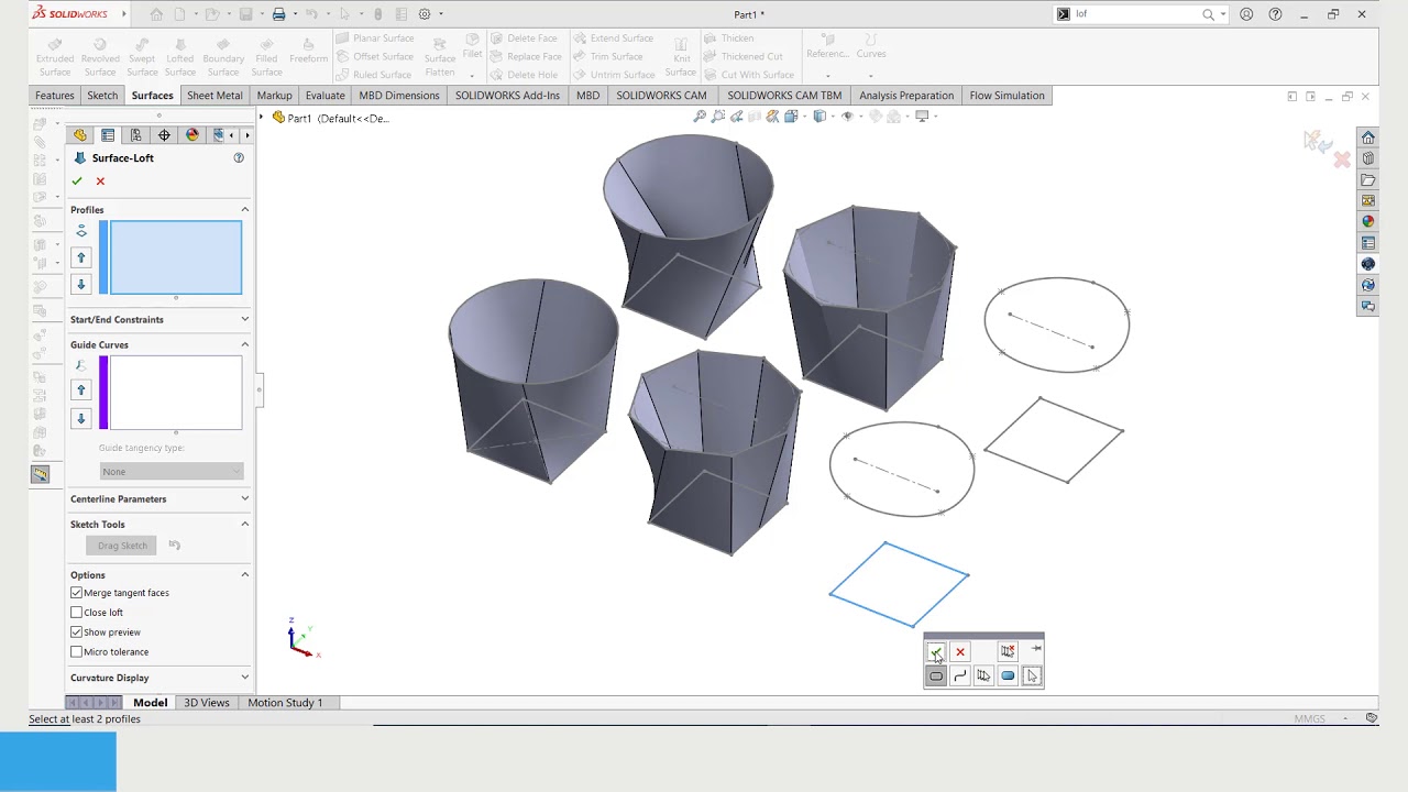 Mẹo sử dung lệnh Segment -Split - Fit Spline dựng Surface với Loft ...