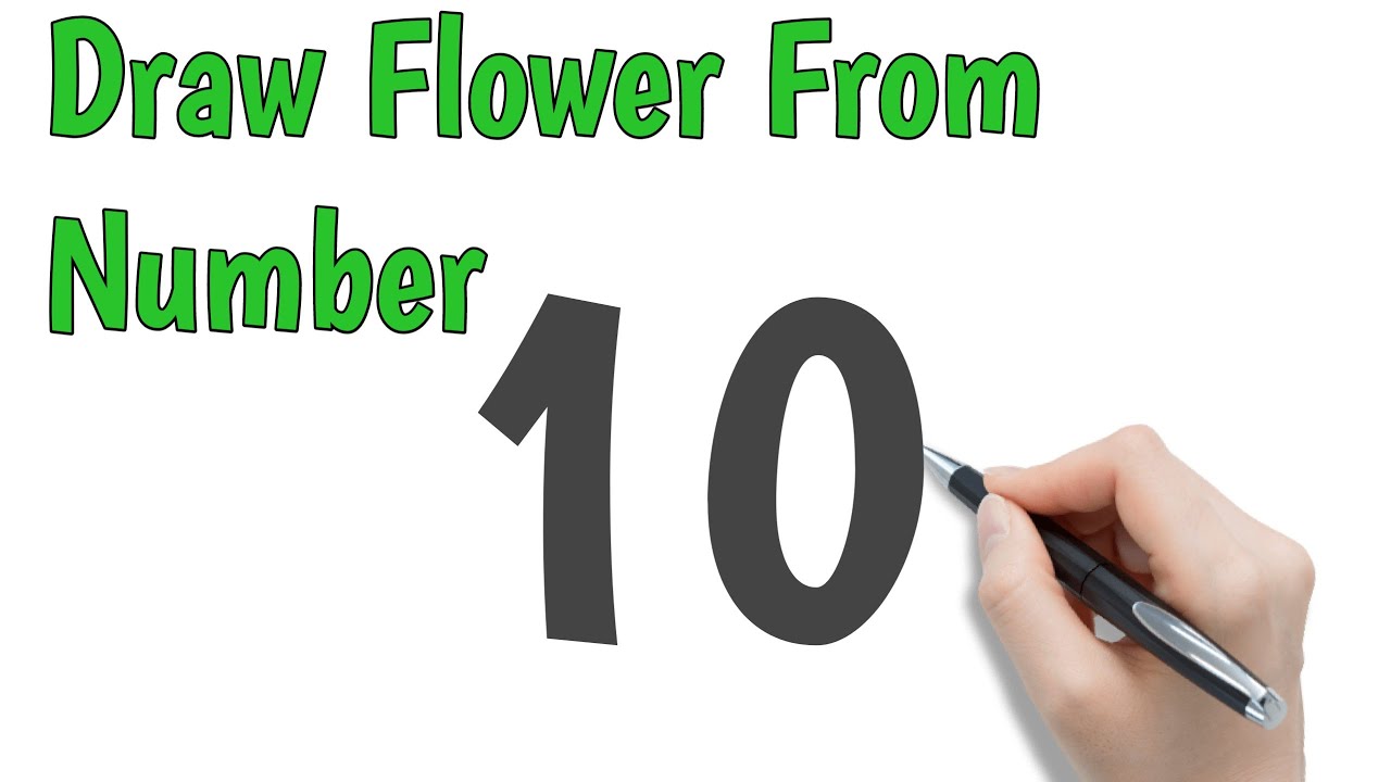 How To Draw Flower From Number 10 || Flower Easy Drawing Tutorial - YouTube
