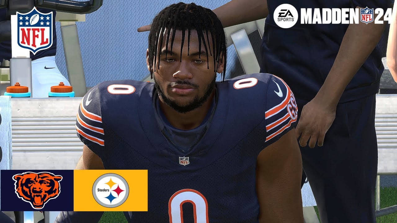 Madden 24 D'Andre Swift Bears vs Russell Wilson Steelers 2024 NFL Draft ...