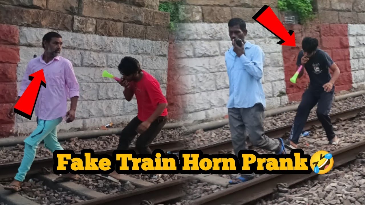Fake Train Horn In Public Prank Comedy 😂🤣 - Crazy Reaction | #comedy # ...