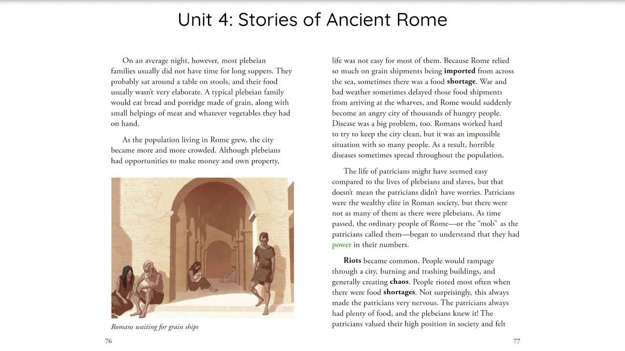 Unit 4 Chapter 8 Daily Roman Life in the City Pt 2 CKLA 3rd Grade - YouTube
