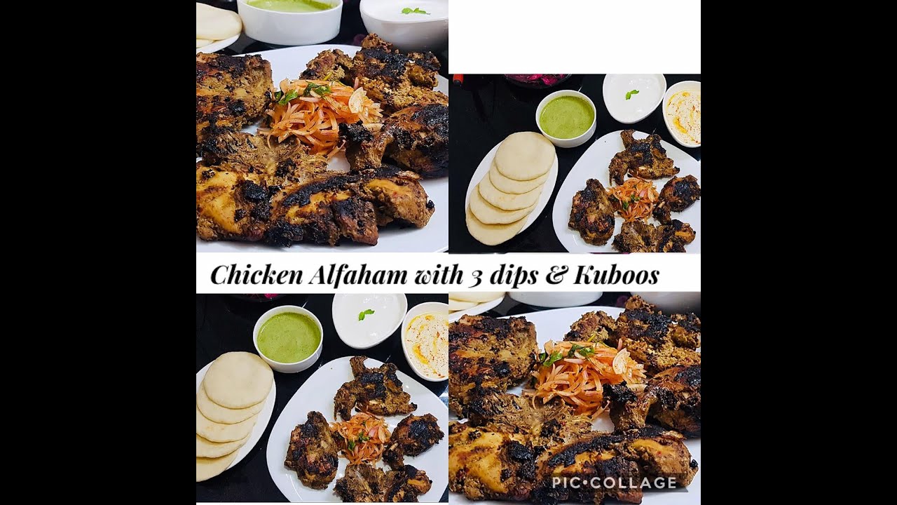CHICKEN ALFAHAM||HUMMUS||MAYONNAISE||MINT CHUTNEY||KUBOOS||ONION SALAD ...