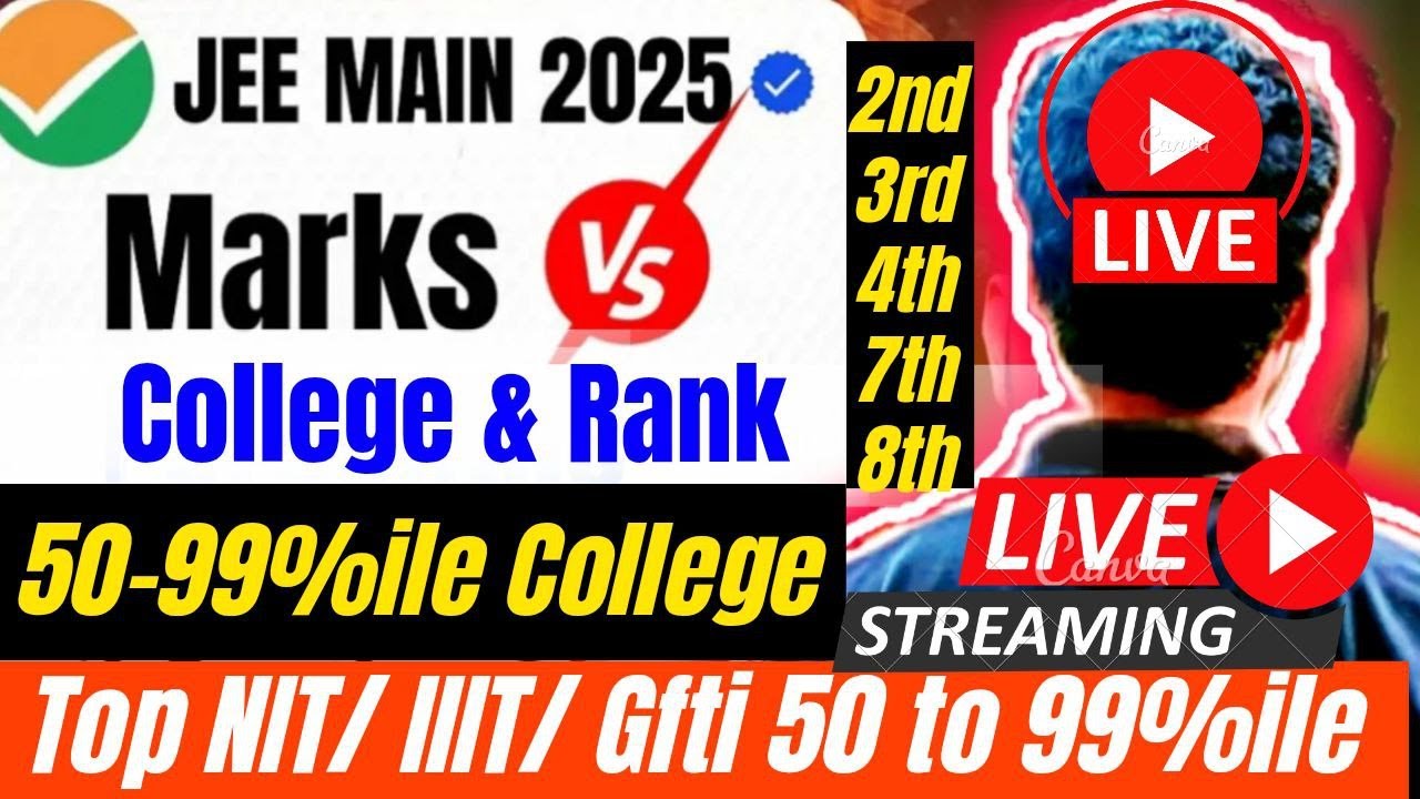 🔴LIVE🔴 Marks Vs College Vs Rank Jee Main 2025 April Attempt 2025| Marks ...