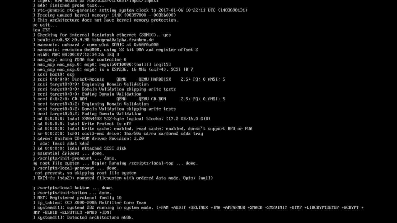 qemu system m68k Q800 debian unstable 2 - YouTube