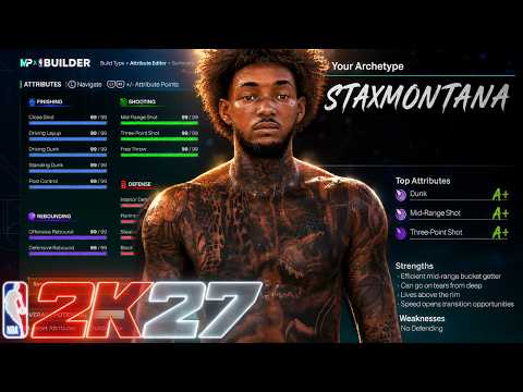 STAXMONTANA OFFICIAL NBA 2K27 PS5 BUILD! BEST SMALL FORWARD DEMIGOD BUILD FOR SHOOTING AND DUNKS!
