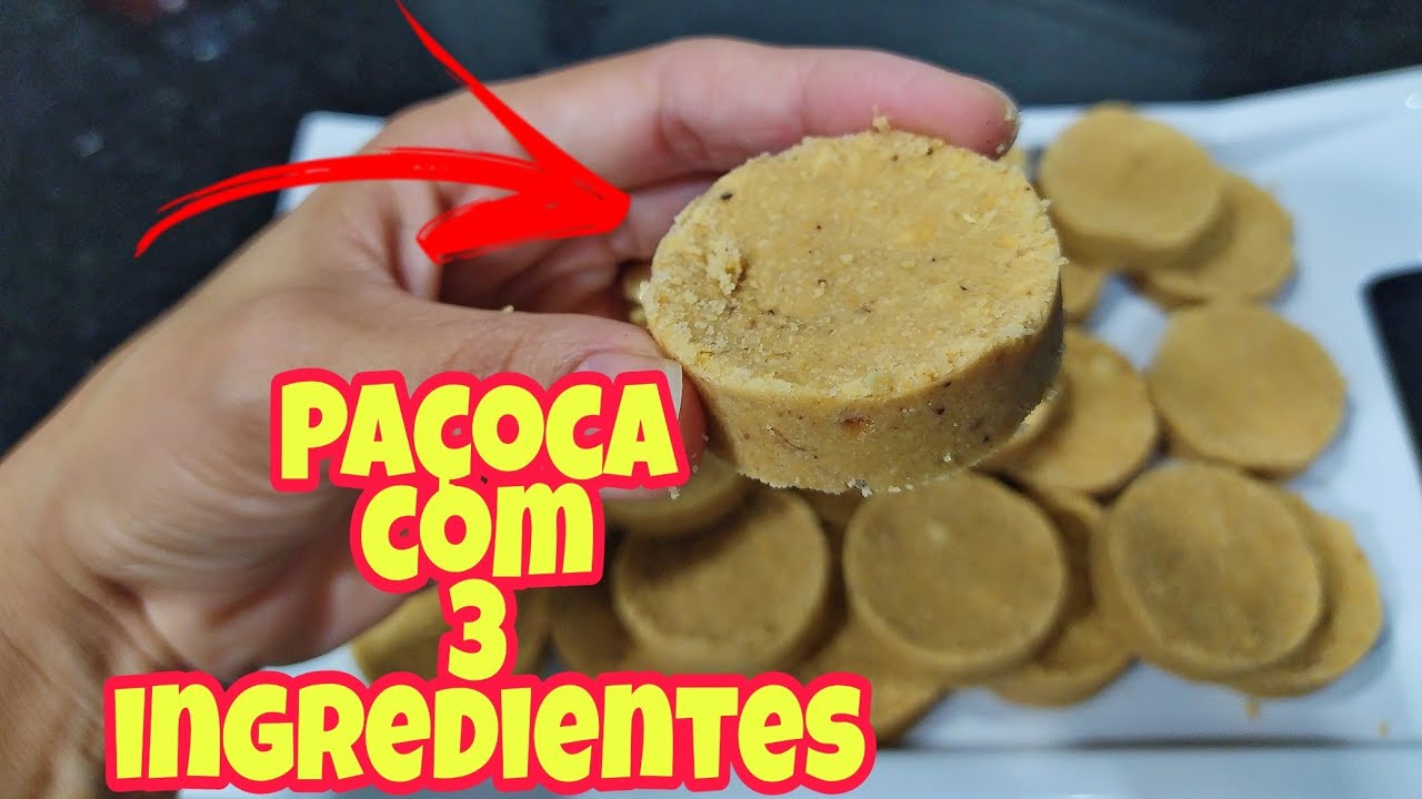 COMO FAZER PAÇOCA COM 3 INGREDIENTES DE AMENDOIM (DELICIOSA) - YouTube