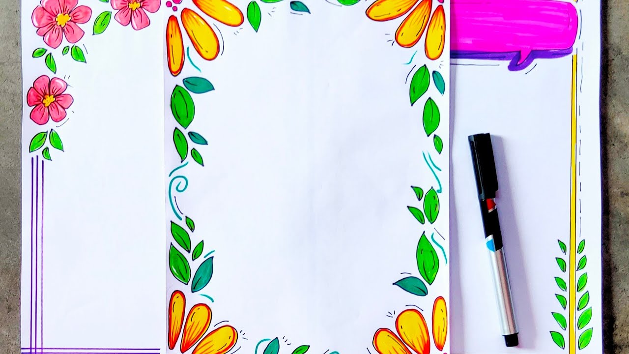 BORDER DESIGNS FOR SCHOOL PROJECT| NEW BORDER DESIGN| SIMPLE FLORAL ...
