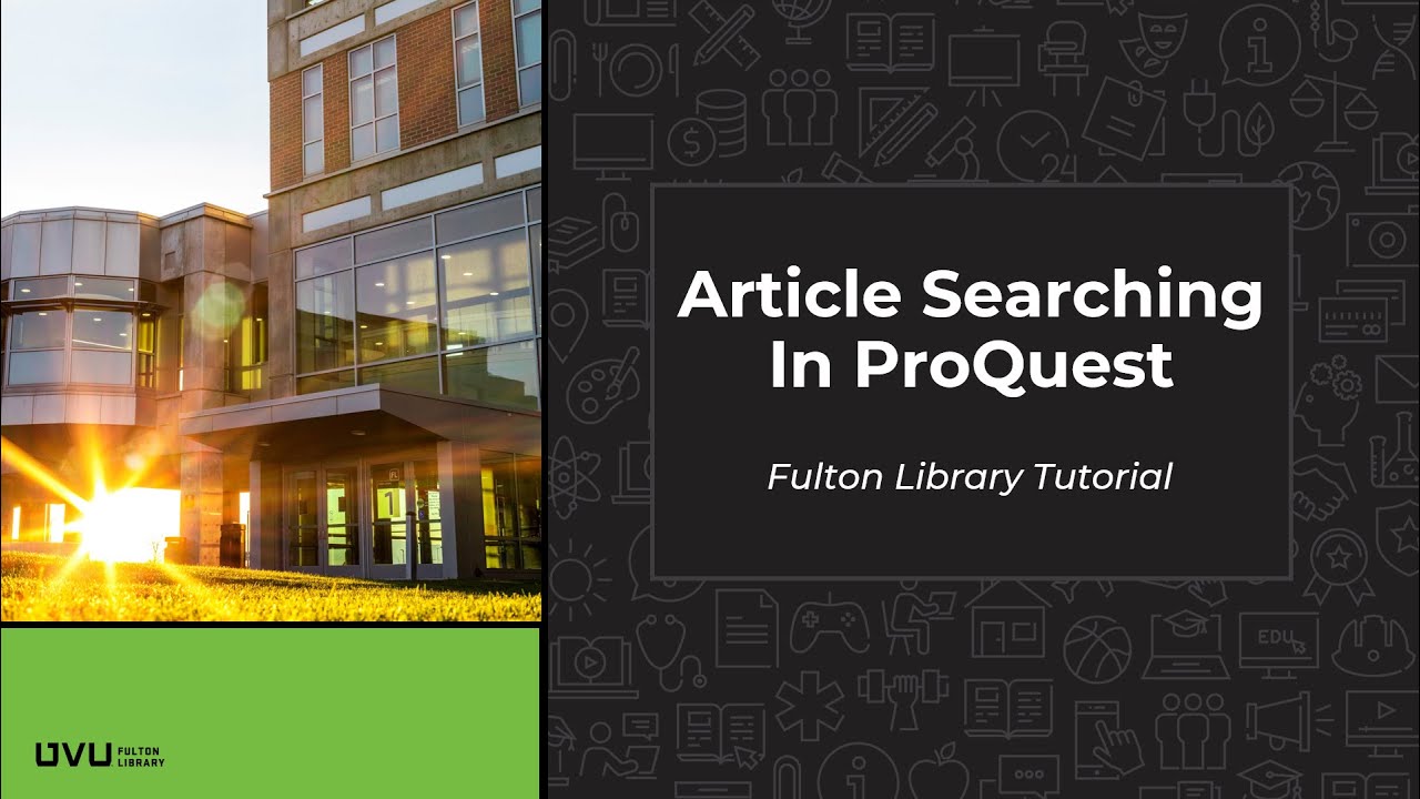 ProQuest Tutorial - YouTube
