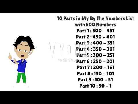 Parts for My By the Numbers List with 500 Numbers - YouTube