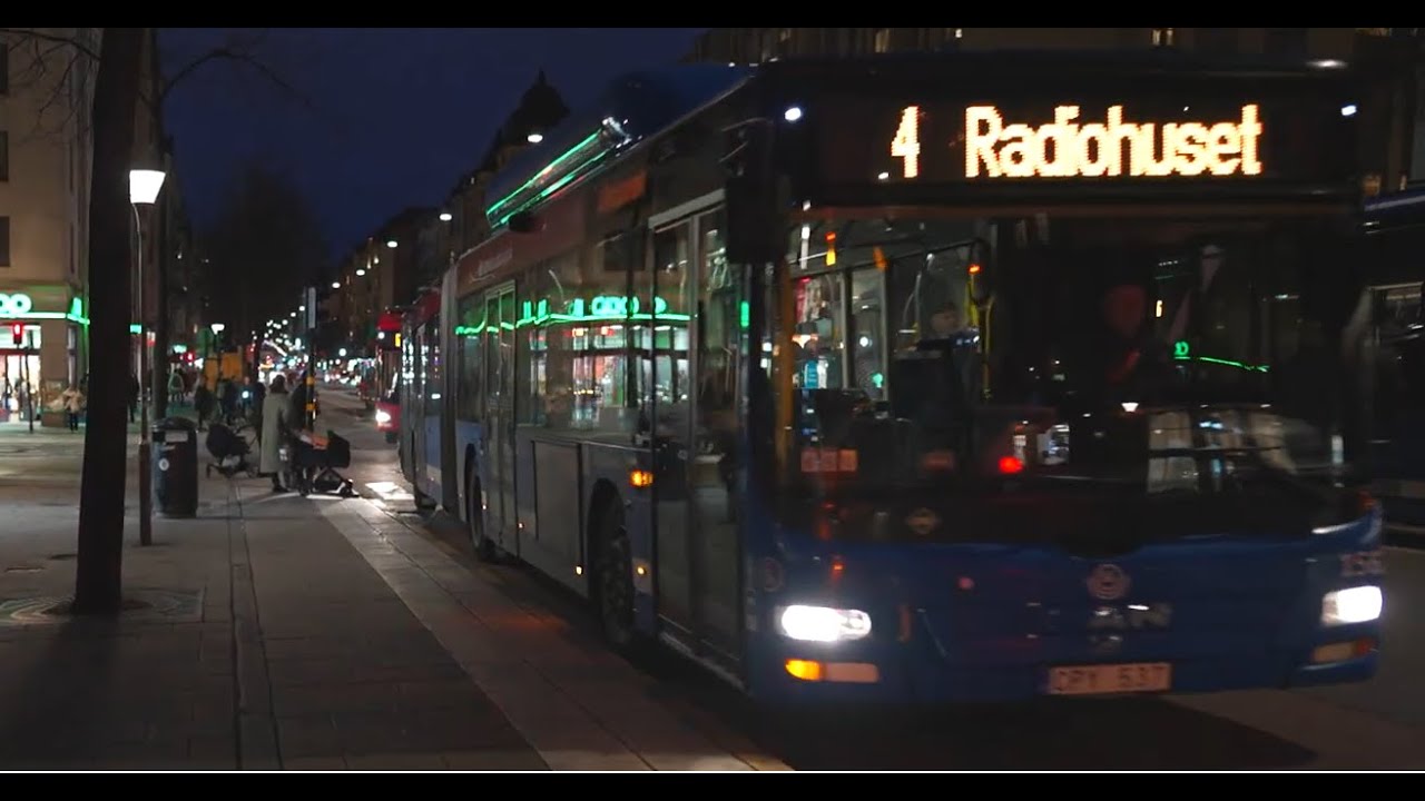 Sweden, Stockholm, bus 4 night ride from Roslagsgatan to Västerbroplan ...