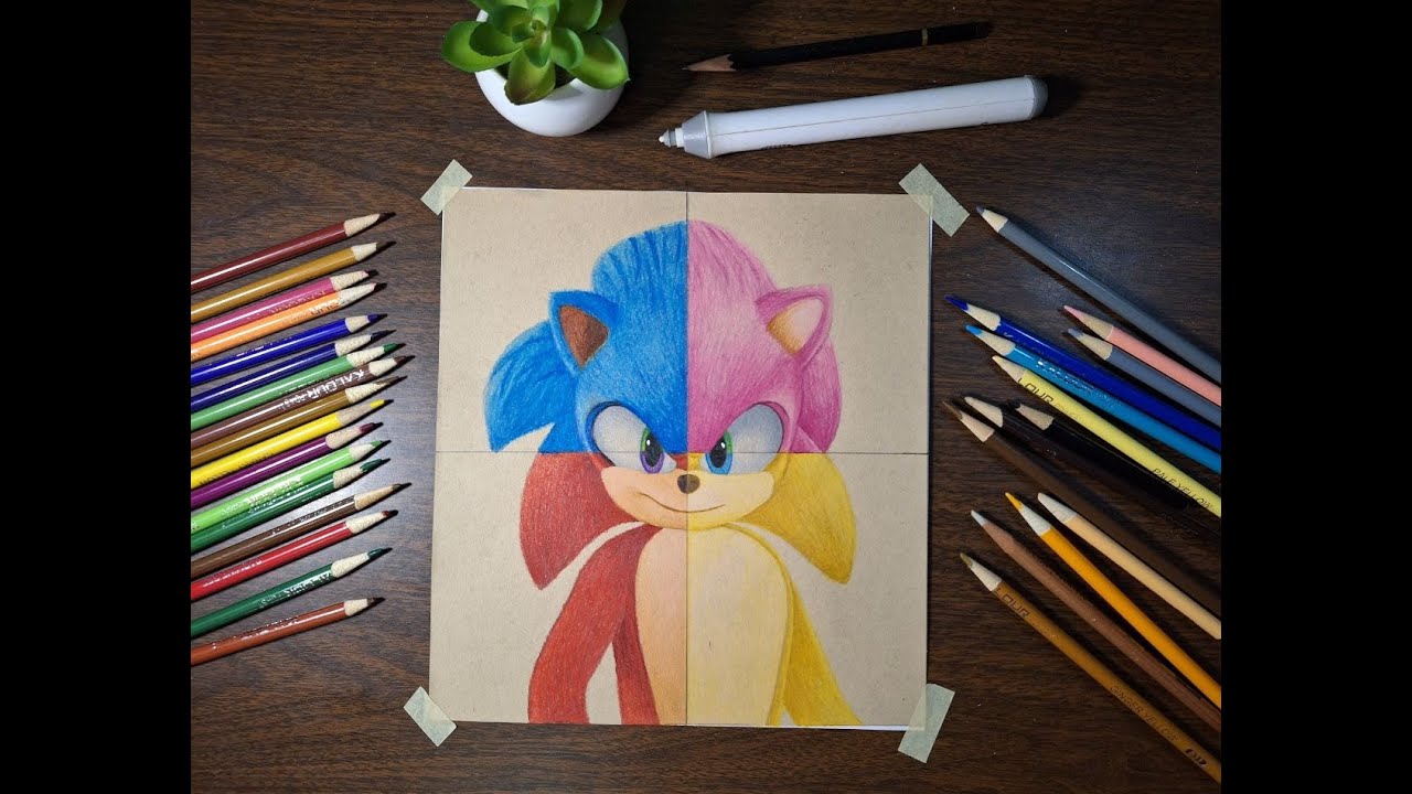 Dibujo de SONIC / cuatro colores diferentes - YouTube