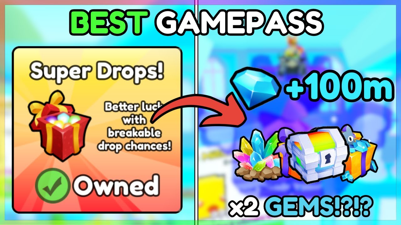 DOUBLE GEMS!? Is Super Drops Gamepass worth it? in Pet Simulator 99 ...