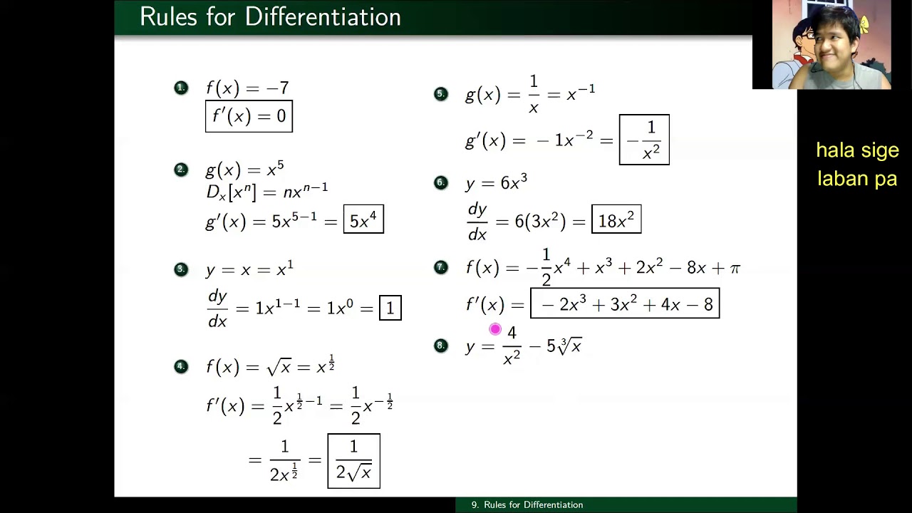 [Math 100] Lec 9 Rules for Differentiation - YouTube