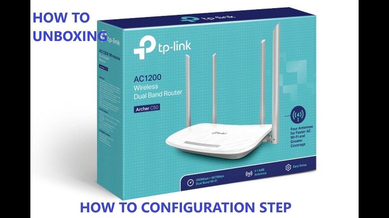 TP Link Archer C50 AC1200 Dual Band Wireless Cable Router Box Unpacking ...