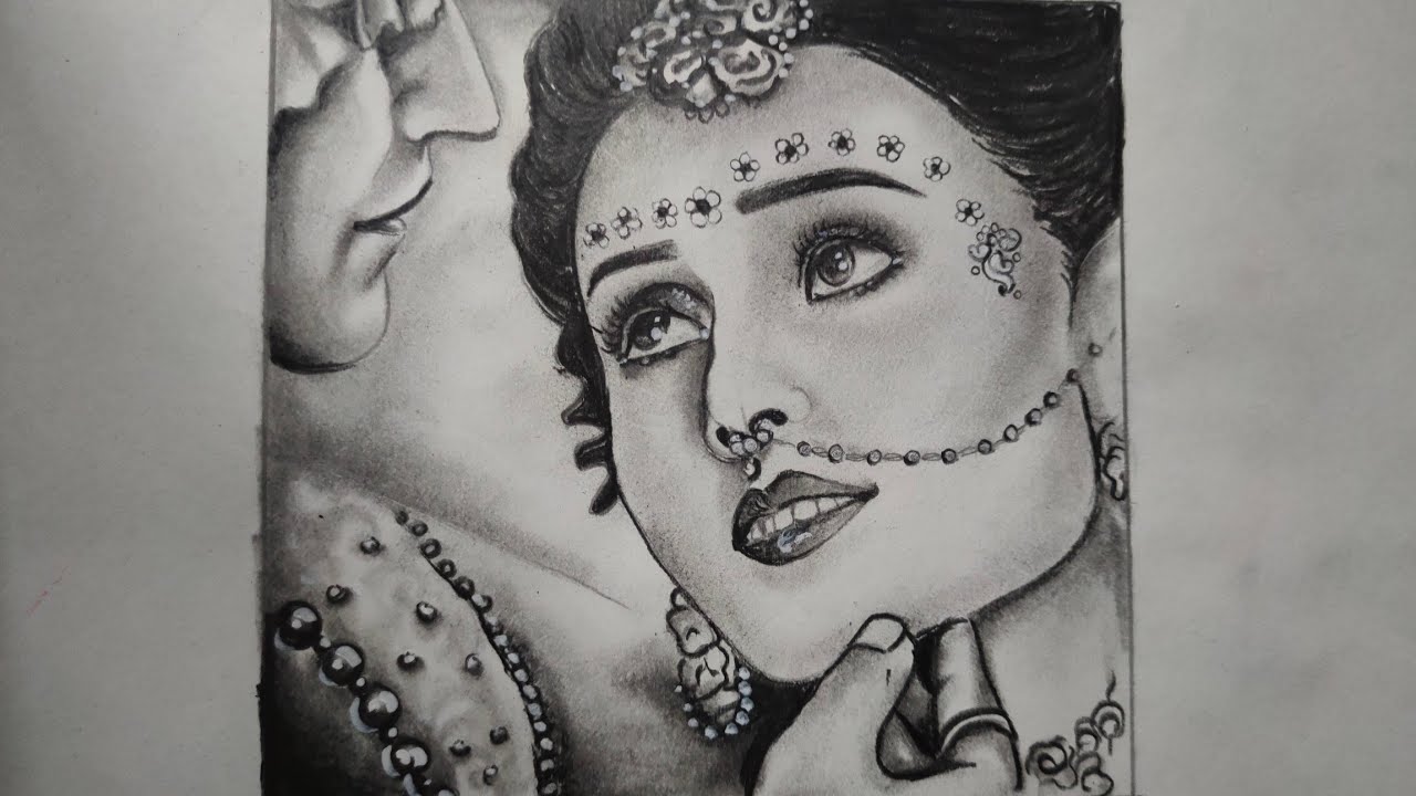 Krishna Radha Art Sketch