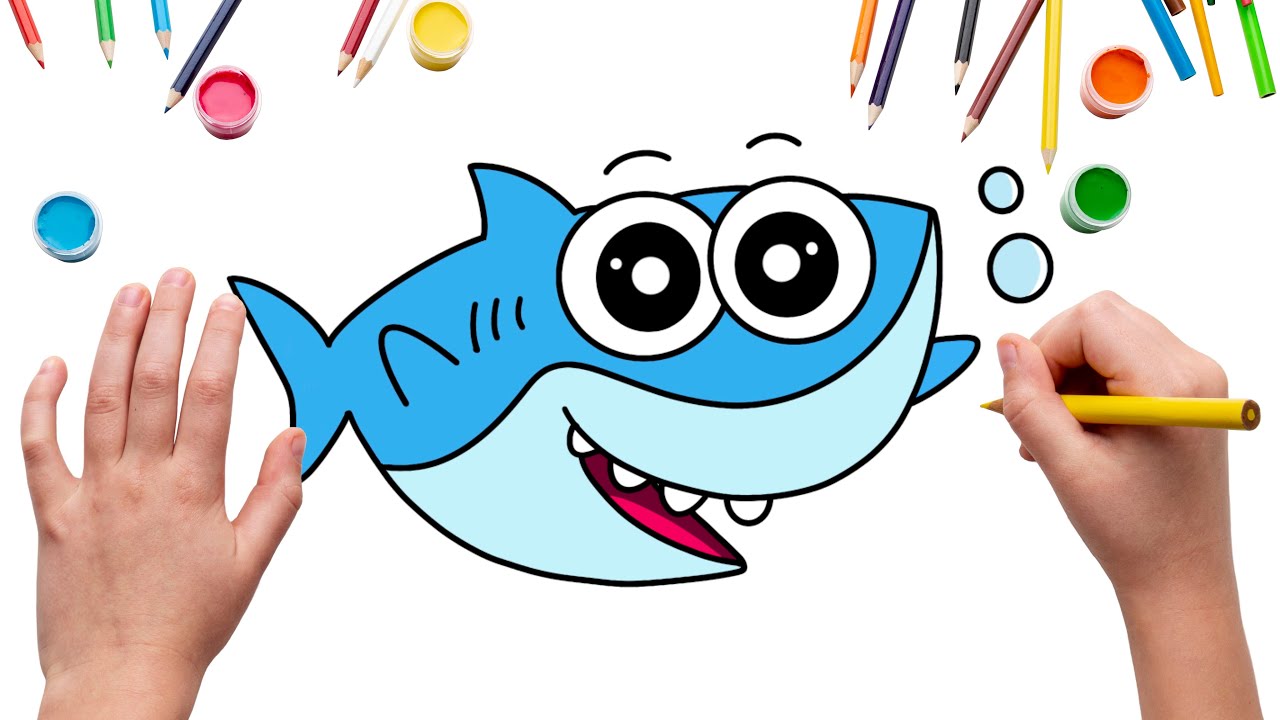 Super easy! How to draw Baby Shark? 🦈 | Easy Drawing for Kids!🥳 - YouTube