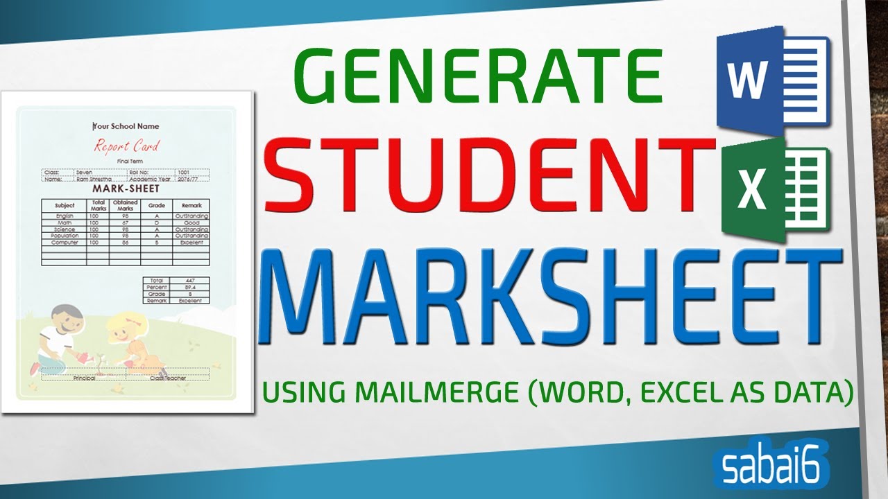 Generate Student Mark-Sheet from MS Word - Mail Merge by Excel data ...