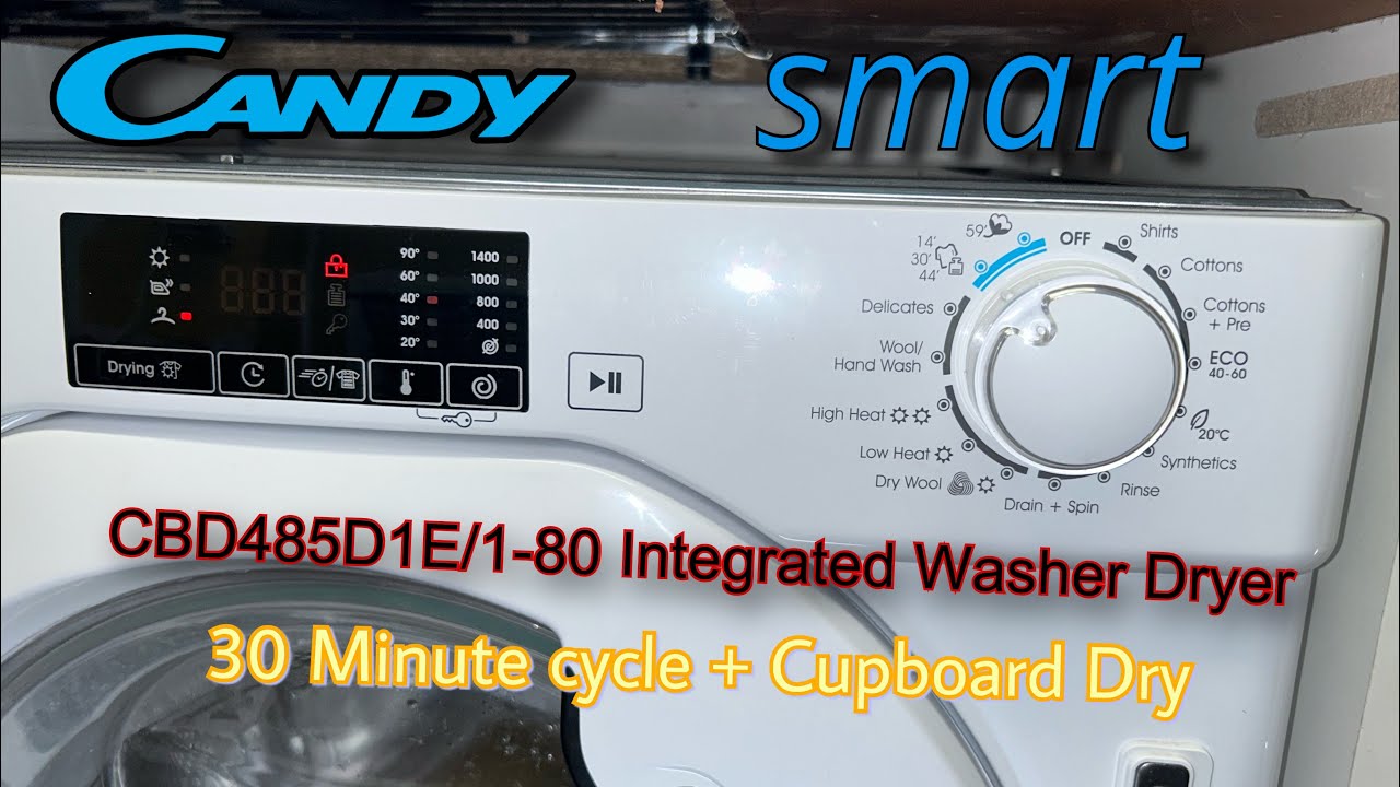 Candy Smart CBD485D1E/1-80 Integrated Washer Dryer - 30 Minute Cycle ...