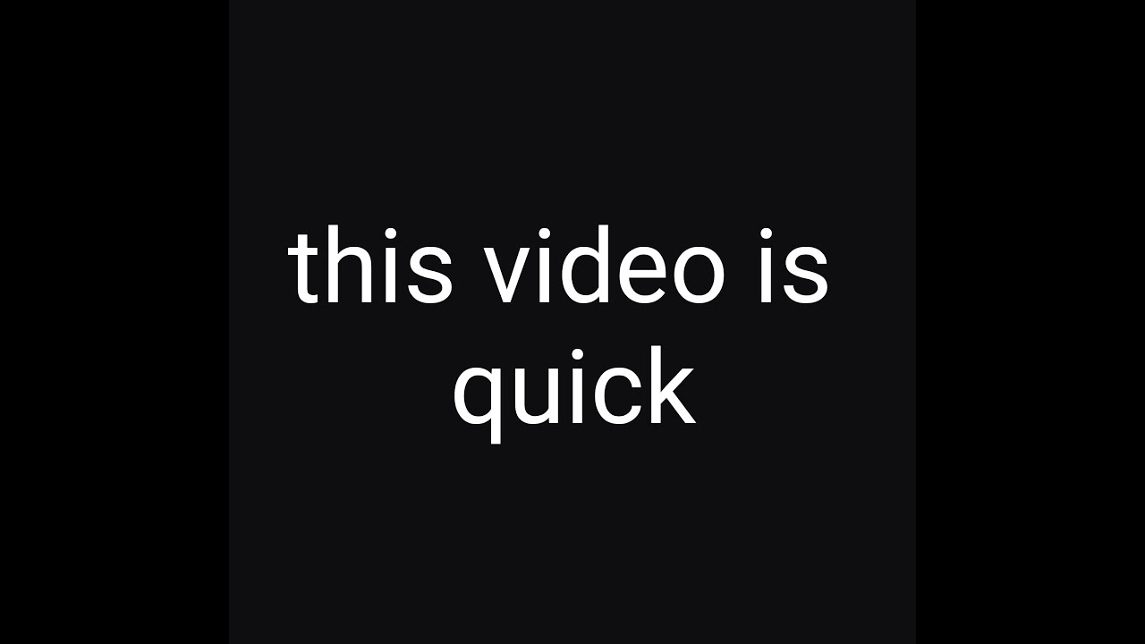 quick video - YouTube