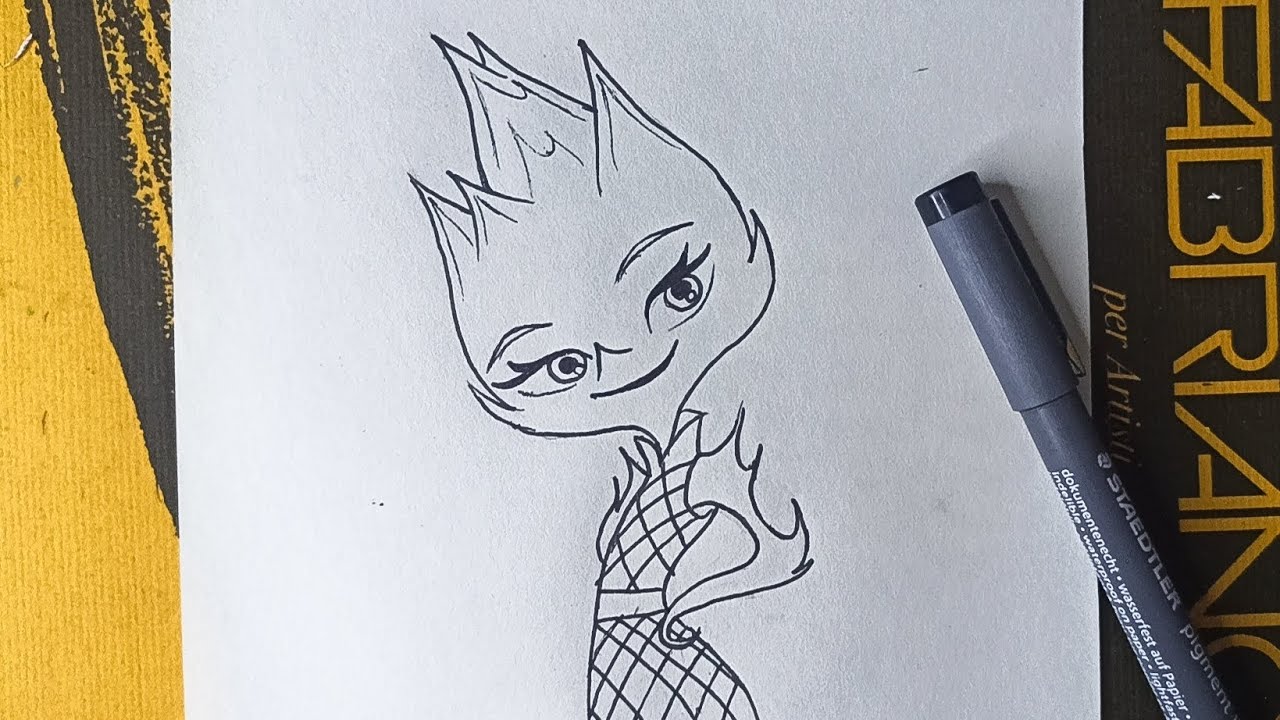 How to draw Ember from Elemental Movie - YouTube