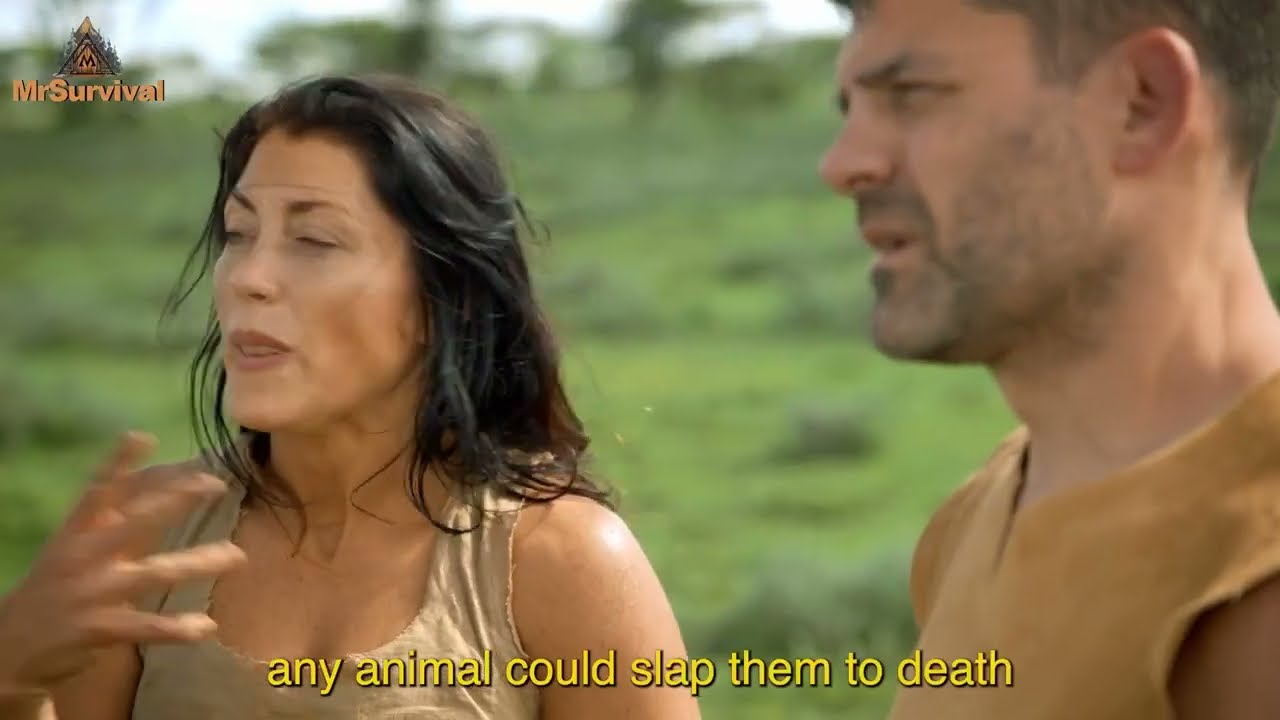 Survival contestants make primitive tools for hunting, A man caught ...