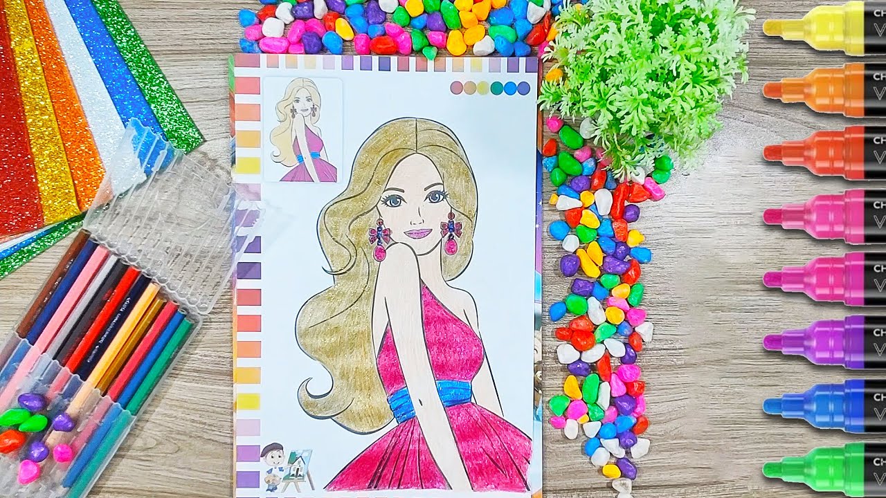 Barbie Painting and Coloring for Kids, Toddlers | How to Paint, Color ...