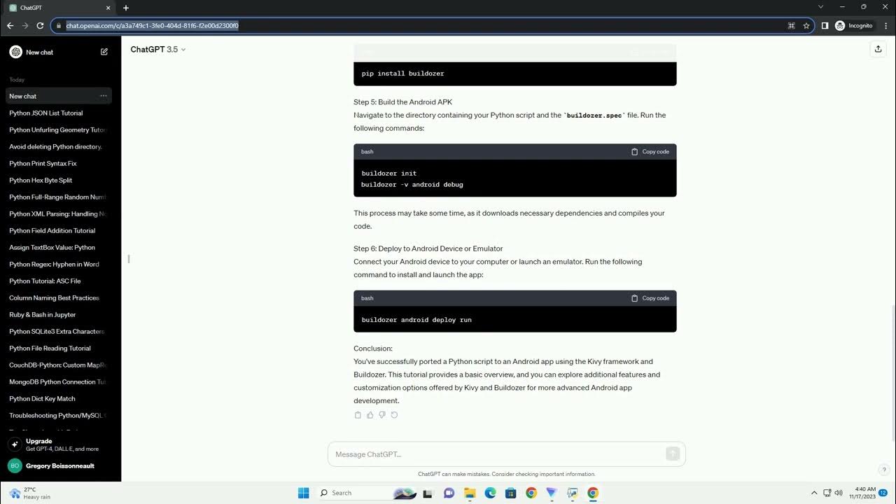Port Python Code to Android - YouTube
