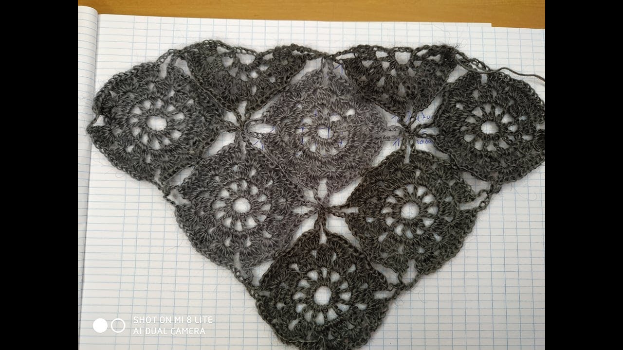 ΤΡΙΓΩΝΟ ΣΑΛΙ ΜΕ ΒΕΛΟΝΑΚΙ ΜΟΤΙΦ triangle shawl crochet το σάλι της ...