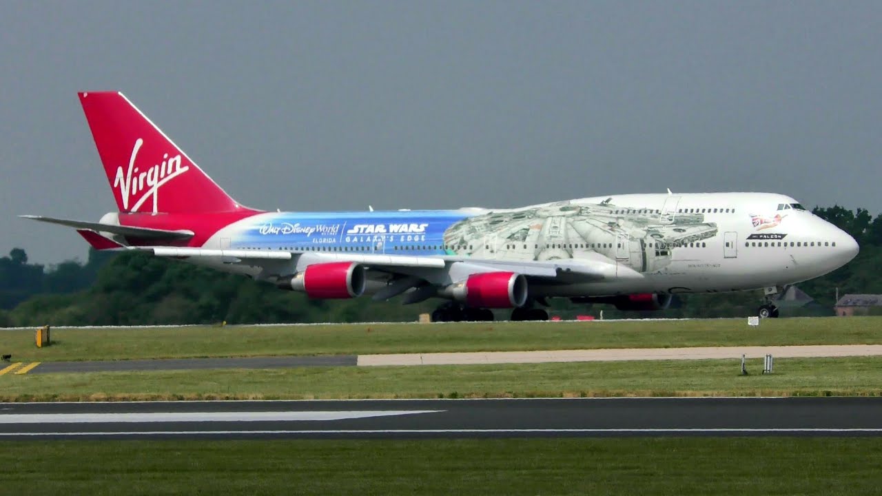 LAST DEPARTURE AND WING WAVE | Virgin B747 Star Wars Livery (G-VLIP ...