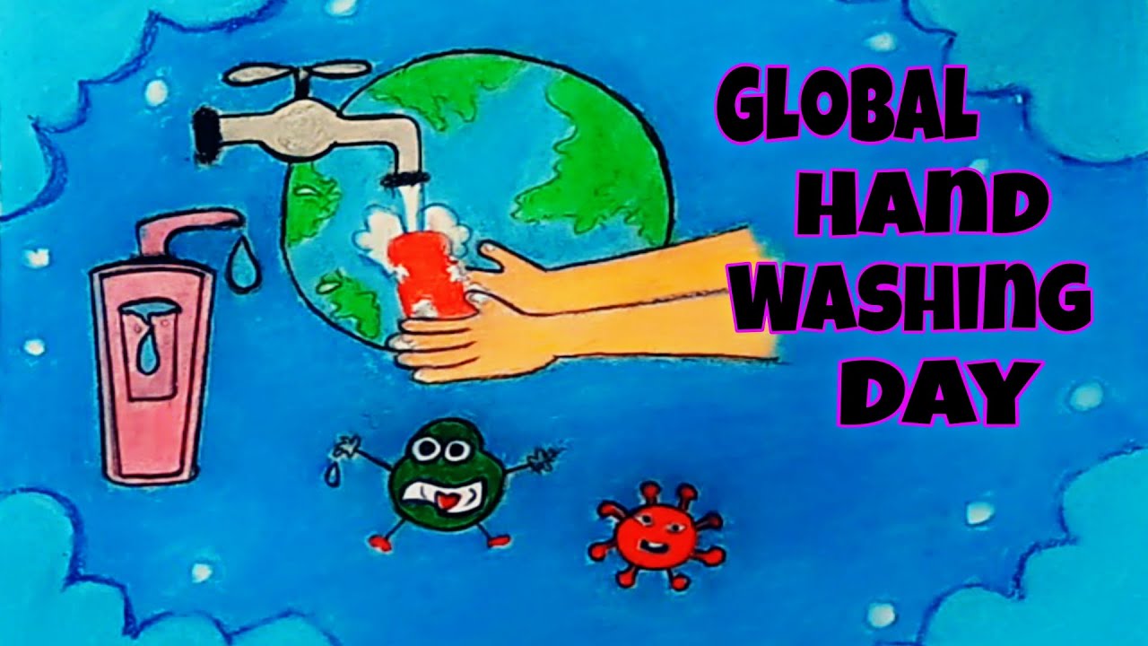 Global hand washing Day drawing with oil pastel/Hand wash day drawing ...