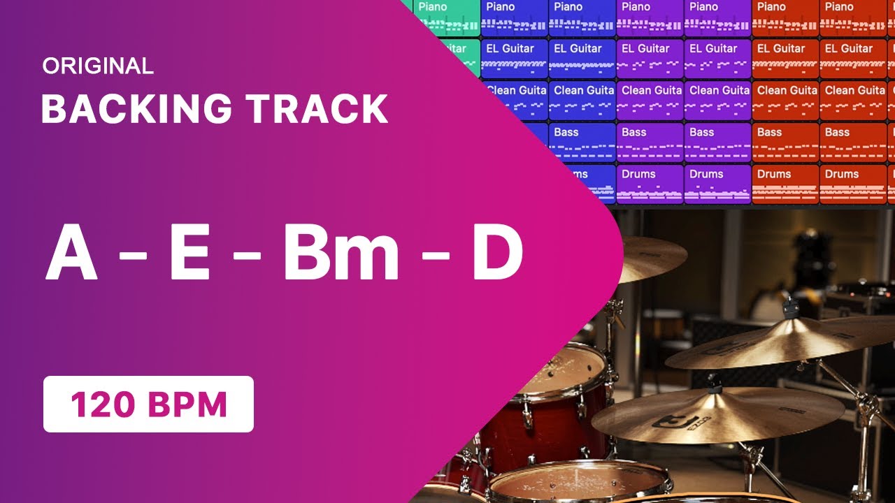 Pop Rock Backing Track in A E Bm D | 120 BPM | Guitar Backing Track ...