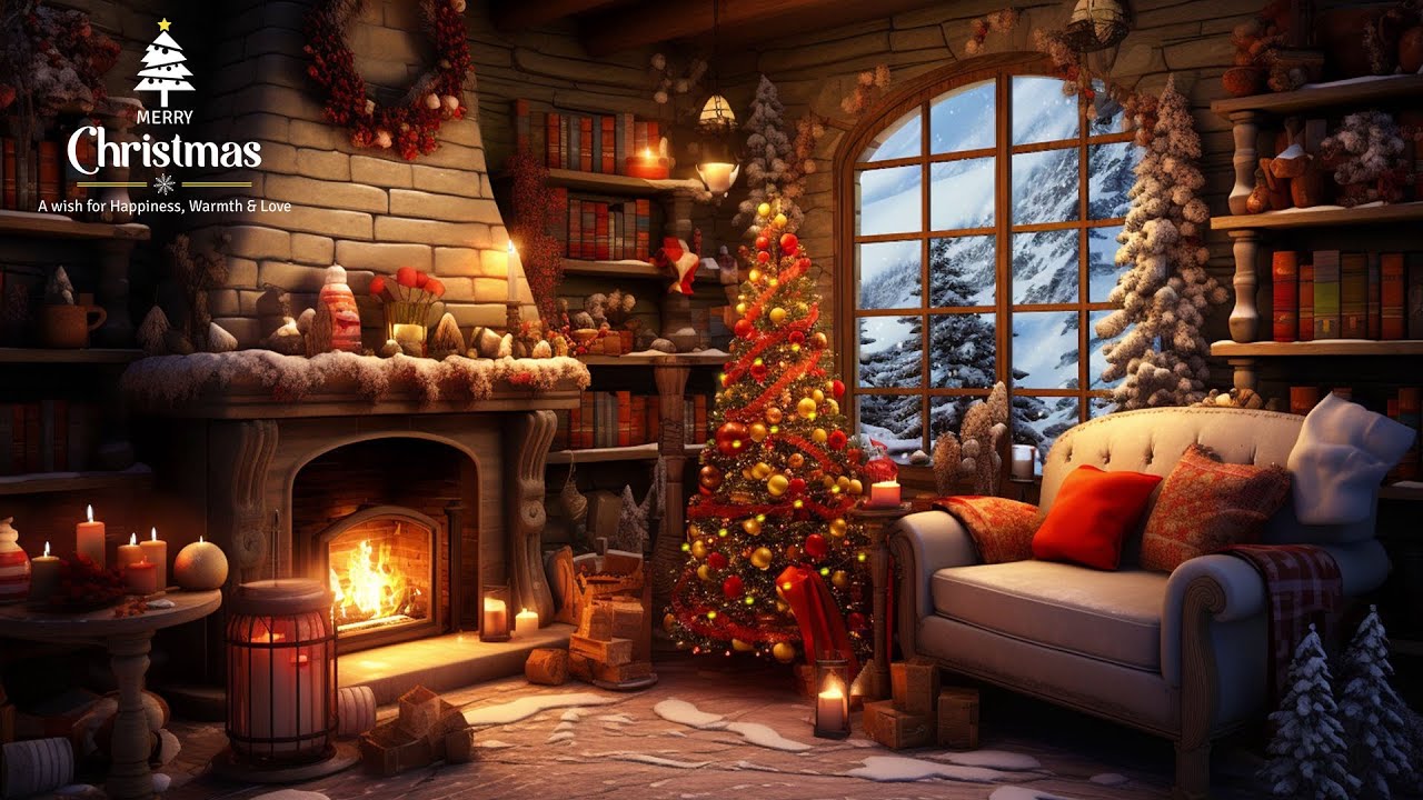 Relaxing Instrumental Christmas Music with Crackling Fireplace ...